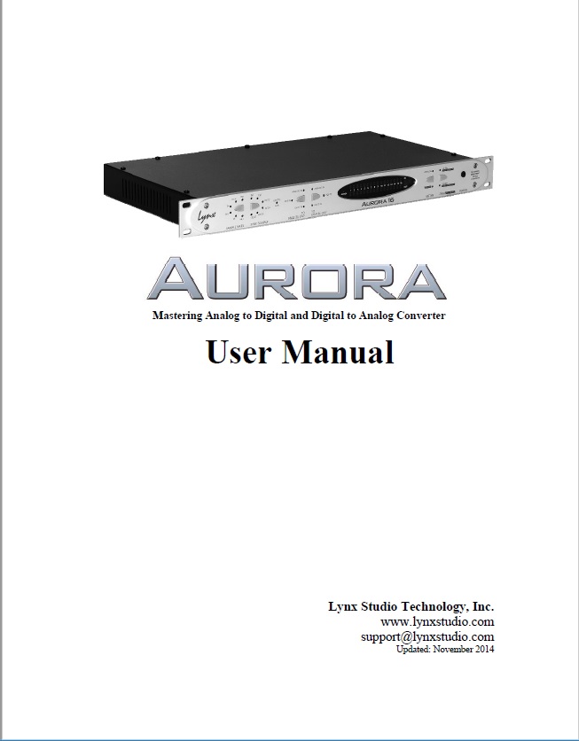 Aurora User's Manual - Downloads - Lynx Studio Technology, Inc.