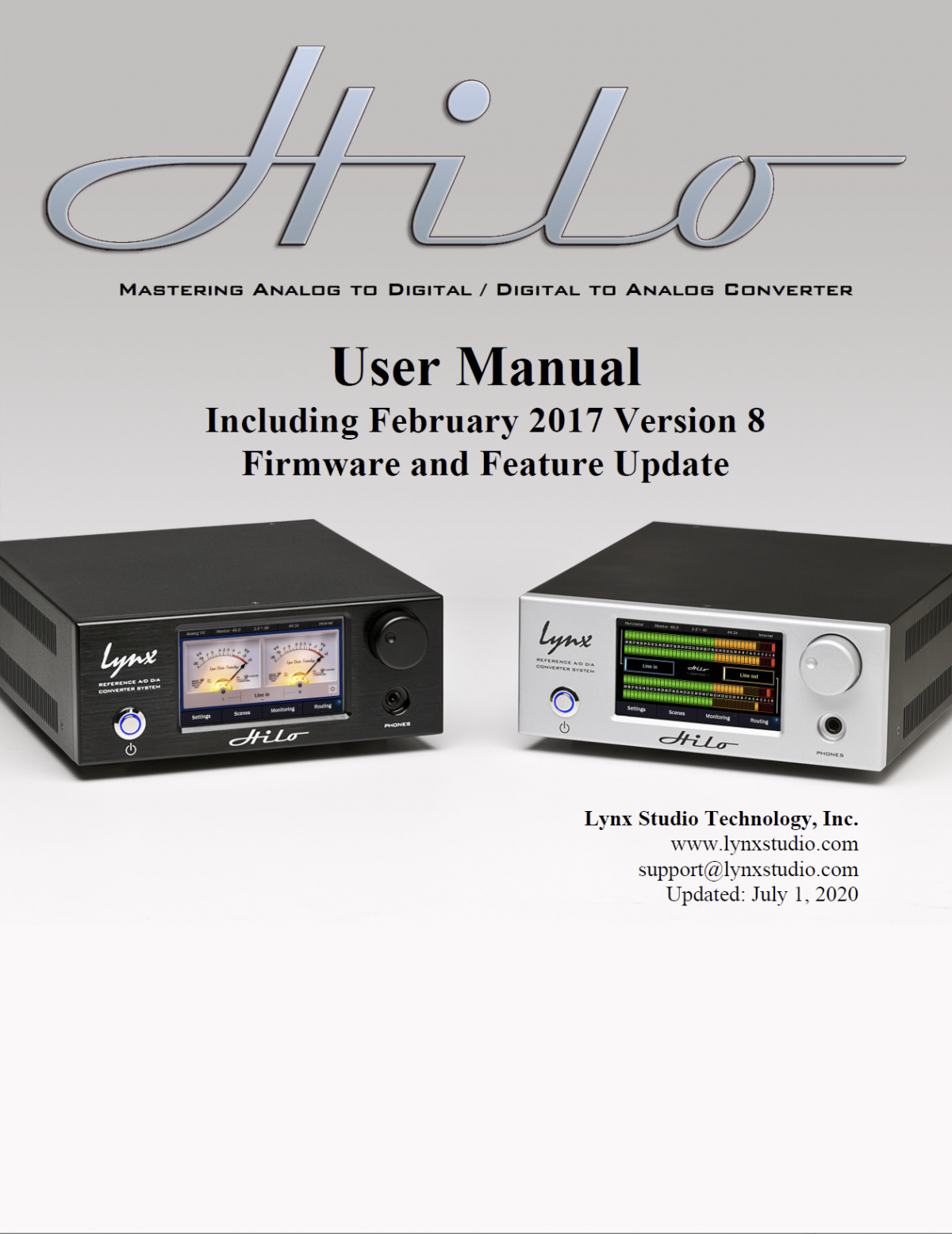 Hilo User Manual - Firmware Version 8 - Downloads - Lynx Studio Technology, Inc.