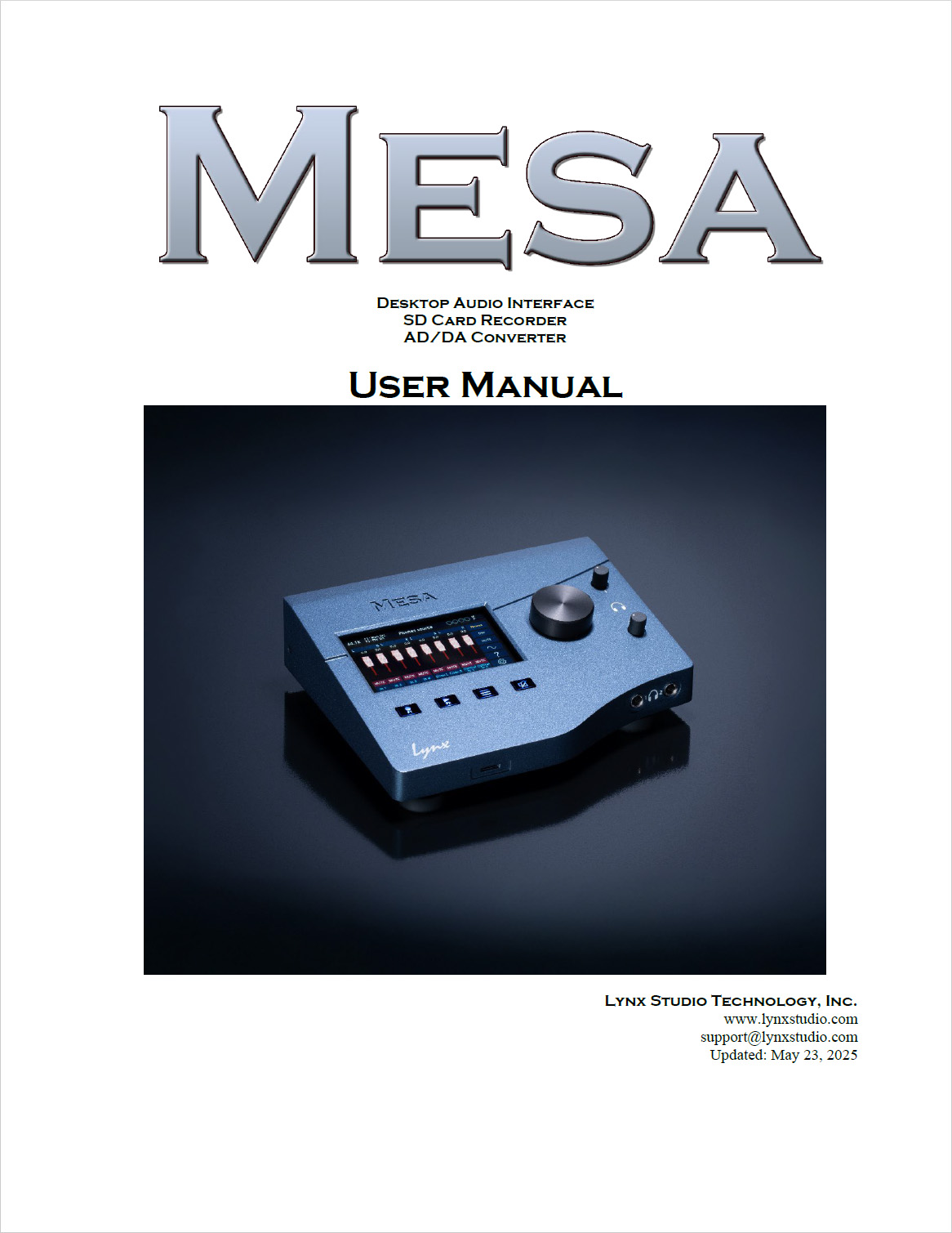 Mesa User Manual - Downloads - Lynx Studio Technology, Inc.