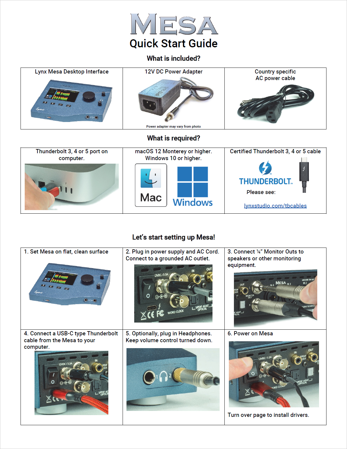 Mesa QuickStart Guide - Downloads - Lynx Studio Technology, Inc.